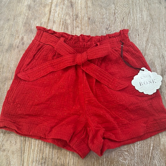 Knox Rose | Shorts | Nwt Know Rose Red Eyelet High Waist Bow Shorts ...